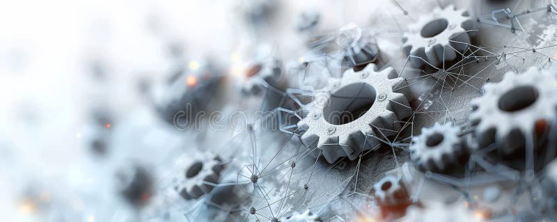 Futuristic Generative AI Concept with Gray Gears and Tech Elements on ...