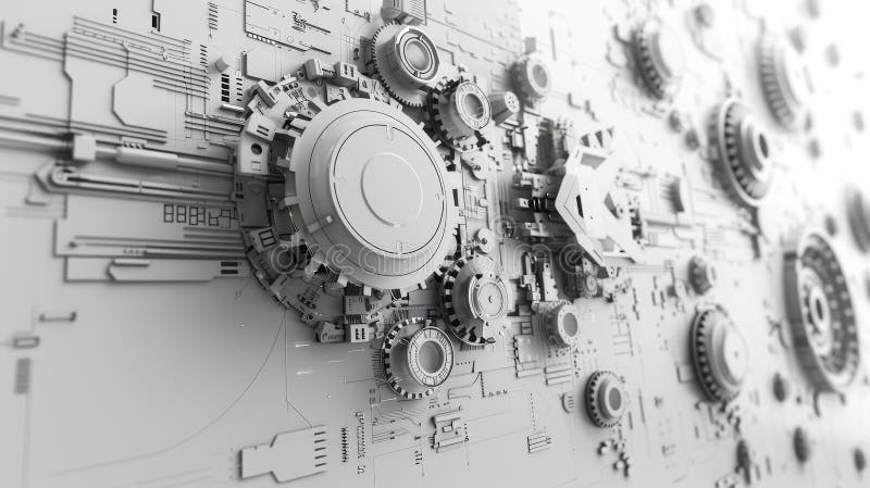 Futuristic Generative AI Technology Concept with Abstract Gray Gears on ...