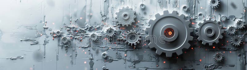 Futuristic Generative AI Technology Concept with Gray Gears on Abstract ...