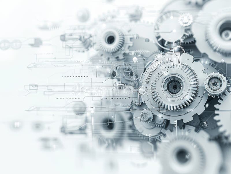 Futuristic Generative AI Technology Concept with Gray Gears on Abstract ...