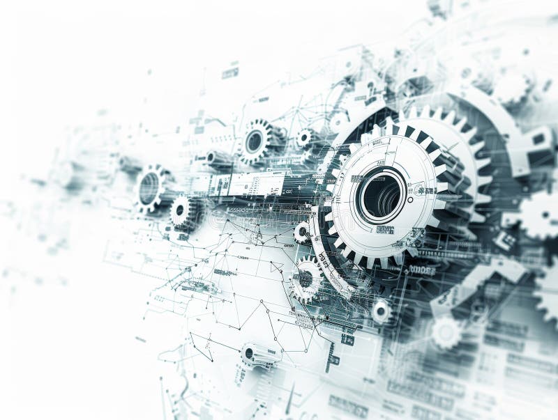 Futuristic Generative AI Technology Concept with Gray Gears on Abstract ...
