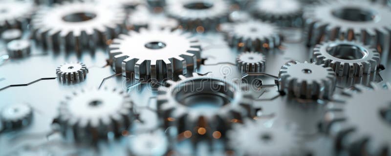 Futuristic Generative AI Technology Concept with Gray Gears and Tech ...