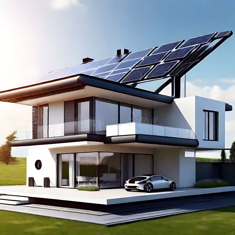 Futuristic Smart Home with Solar Panels System on Rooftop of Renewable ...