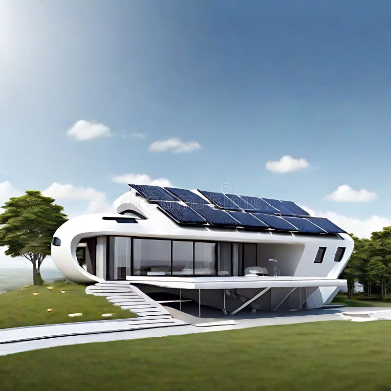 Futuristic Smart Home with Solar Panels System on Rooftop of Renewable ...