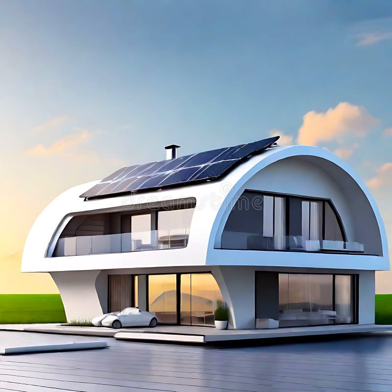 Futuristic Smart Home with Solar Panels System on Rooftop of Renewable ...