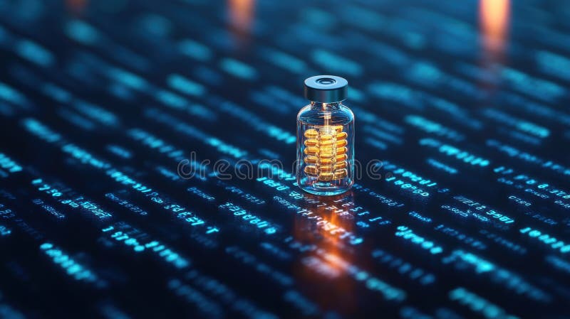 Futuristic Genetic Engineering Concept with Dna Helix Vial and Digital ...