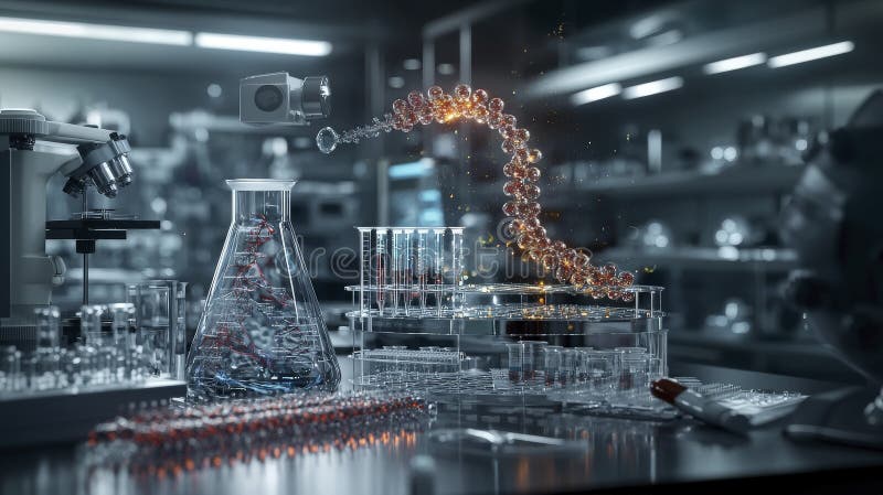 Futuristic Genetic Engineering Research High-tech Laboratory Digital ...