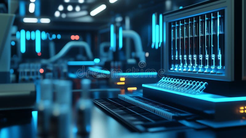 Futuristic Genetic Research Lab with Advanced Automated DNA Analysis ...