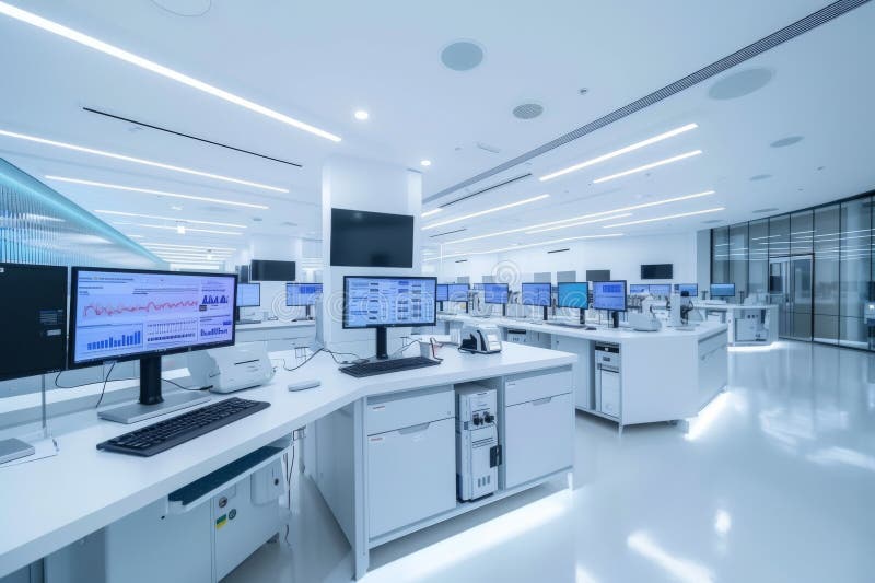 Futuristic Genomics Lab with Advanced Technology Stock Illustration ...