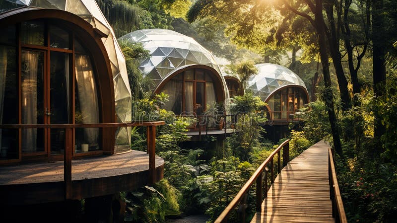 Futuristic Geodesic Dome Ecological Architecture with Vegetation. Stock ...