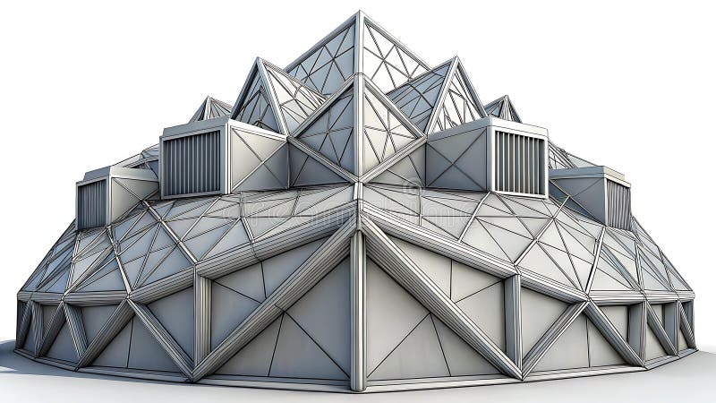 Futuristic Geometric Building Pyramid Structure Modern Architecture Sci ...