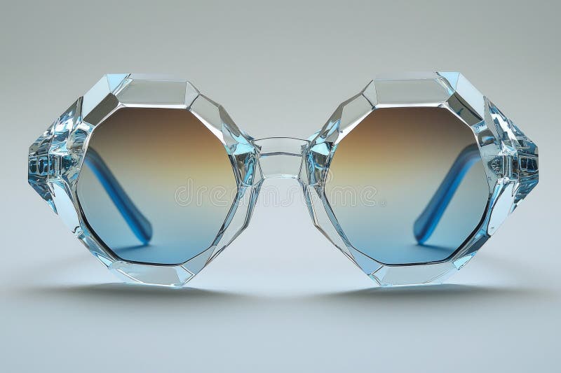 Futuristic Geometric Eyeglasses Angular Frames and Mirrored Lenses ...