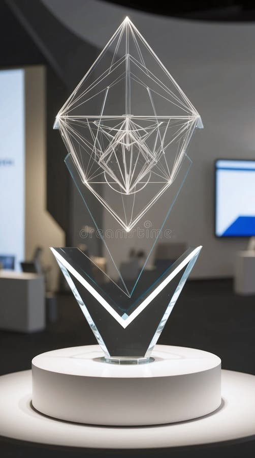 Futuristic Geometric Light Sculpture: Illuminated Art Installation in ...