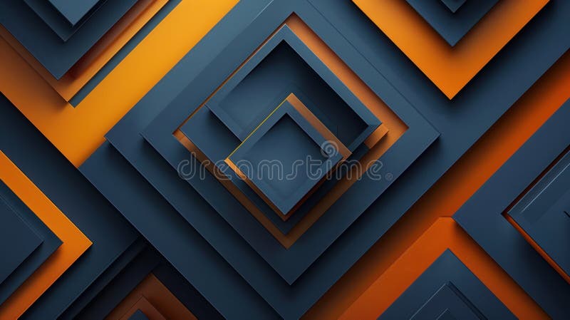 Futuristic Geometric Navy and Orange Background with Repeating ...