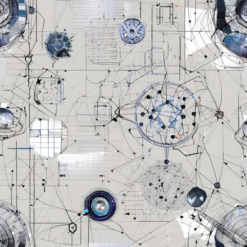 Futuristic Geometric Network Blueprint Stock Image - Image of abstract ...