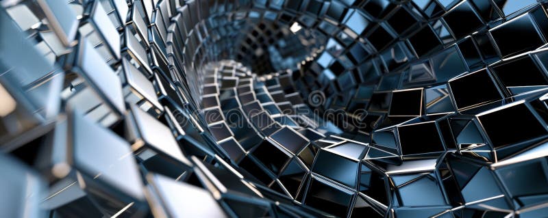 A Futuristic Geometric Pattern with Mirrored Glass Cubes, Arranged in a ...