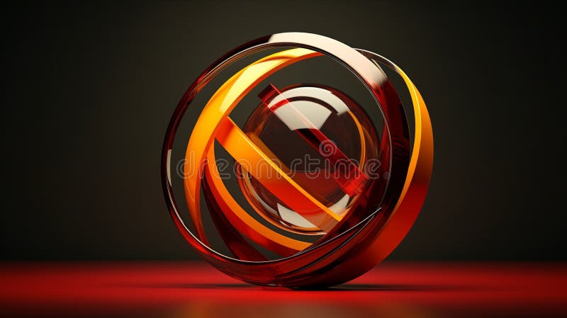 A Futuristic Geometric Sculpture Featuring Intertwined Red and Yellow ...