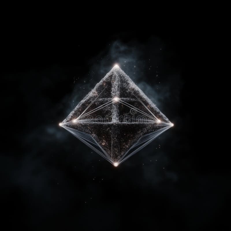 Futuristic Geometric Shape with Glowing Edges in Cosmic Space Stock ...