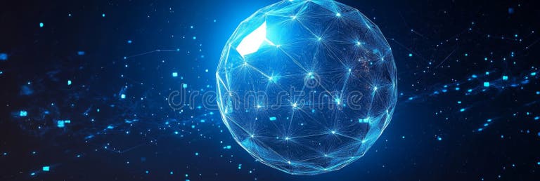 Futuristic Geometric Shield Background with Glowing 3D Spheres and High ...