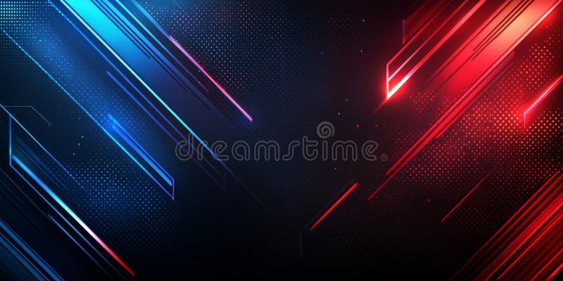 Futuristic Geometric Stripes Neon Blue and Red Modern Tech Background ...