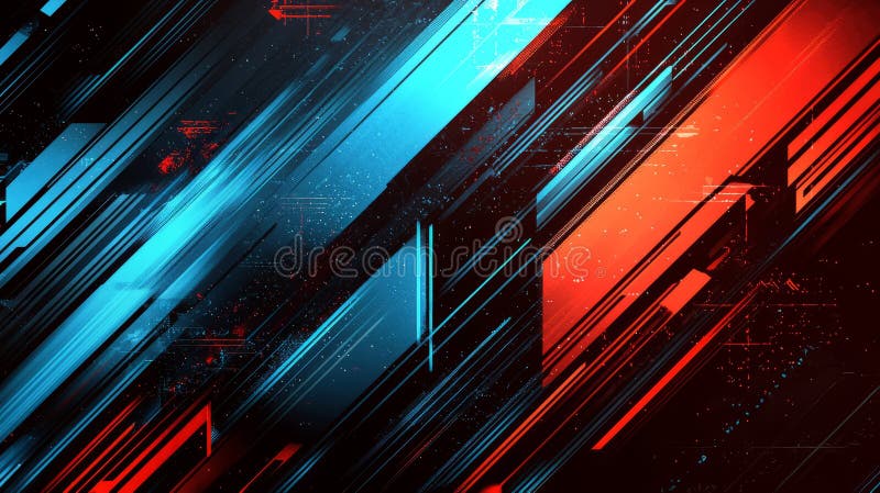 Futuristic Geometric Stripes Neon Blue and Red Modern Tech Background ...