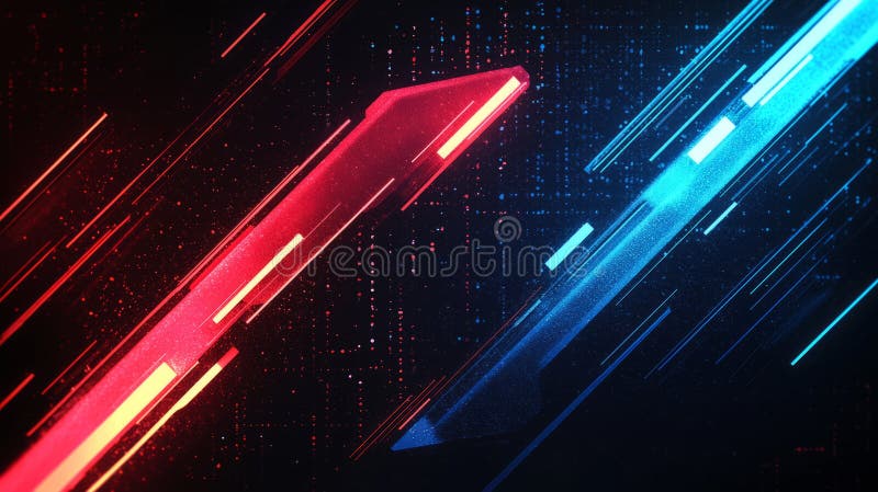 Futuristic Geometric Stripes Neon Blue and Red Modern Tech Background ...