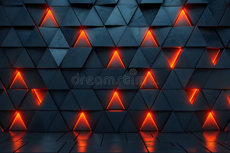 Futuristic Geometric Wall with Illuminated Triangular Patterns for ...