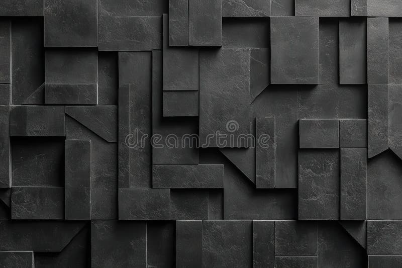 Futuristic Geometric Wall Pattern: Abstract Black Background with Dark ...