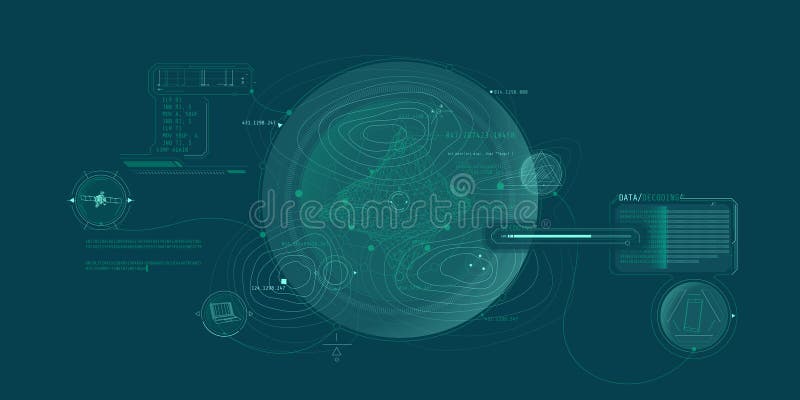 Futuristic Geoscience HUD Interface Design with Data Decoding. Stock ...