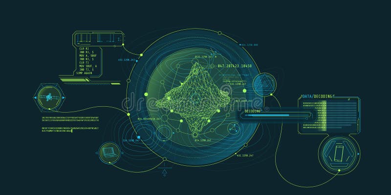 Futuristic Geoscience HUD Interface Design with Data Decoding. Stock ...