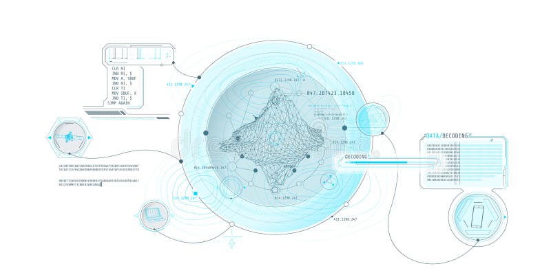 Futuristic Geoscience HUD Interface Design with Data Decoding. Stock ...