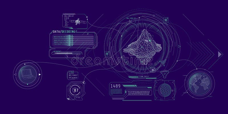 Futuristic Geoscience Software Screen Design with Data Decoding. Stock ...