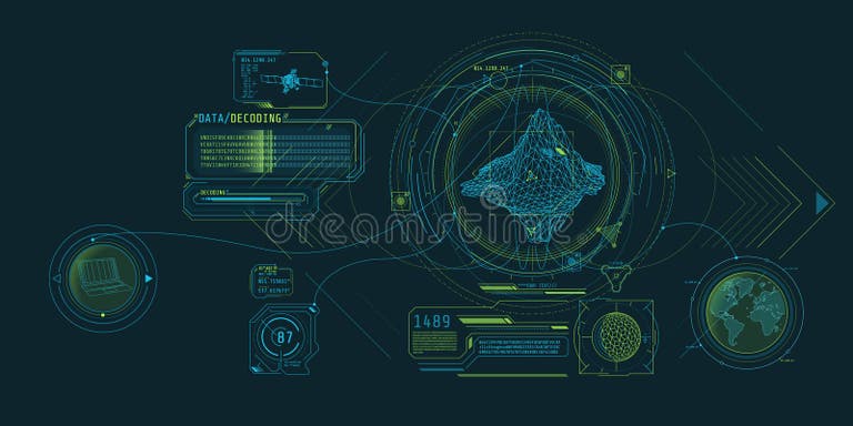 Futuristic Geoscience Software Screen Design with Data Decoding. Stock ...
