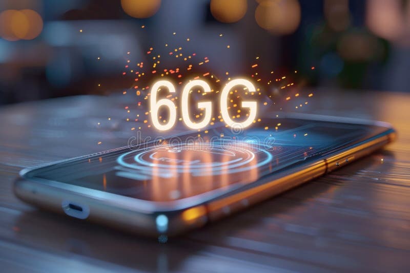 A. Futuristic 6GG Network Technology Concept on Smartphone Screen with ...