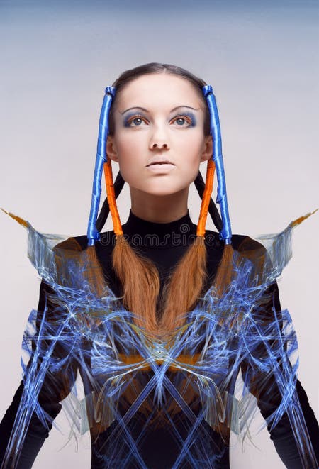 Futuristic girl stock illustration. Illustration of beautiful - 16096921