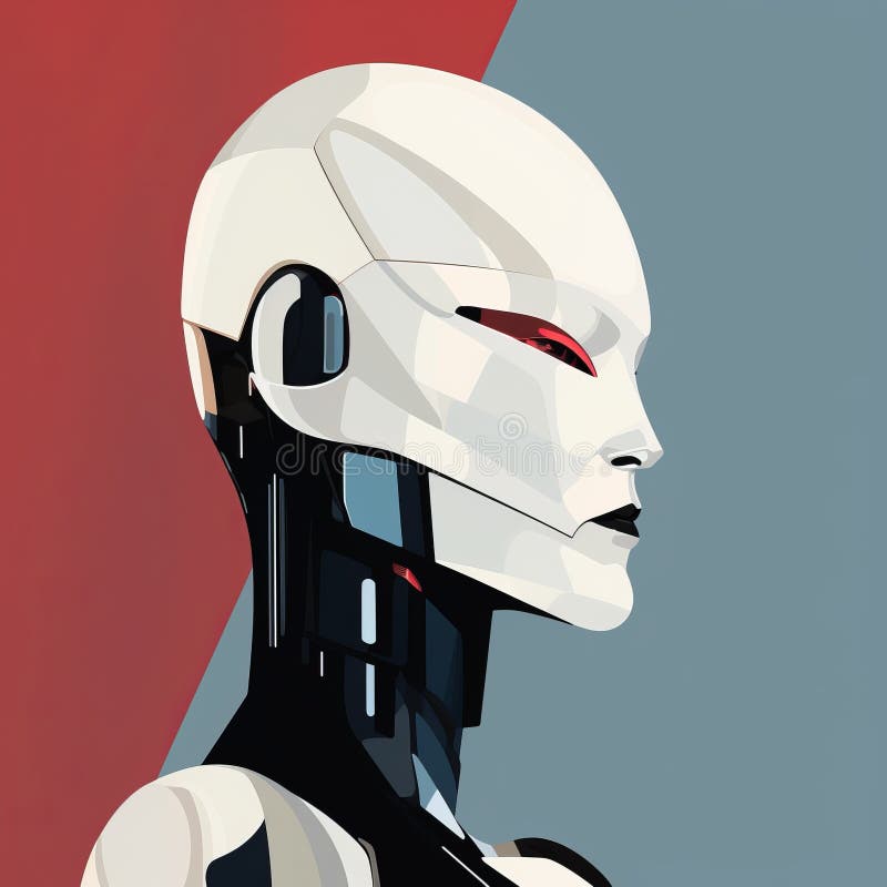 Futuristic Glam: a Dark Gray and Red Autonomous Robot Soldier Stock ...