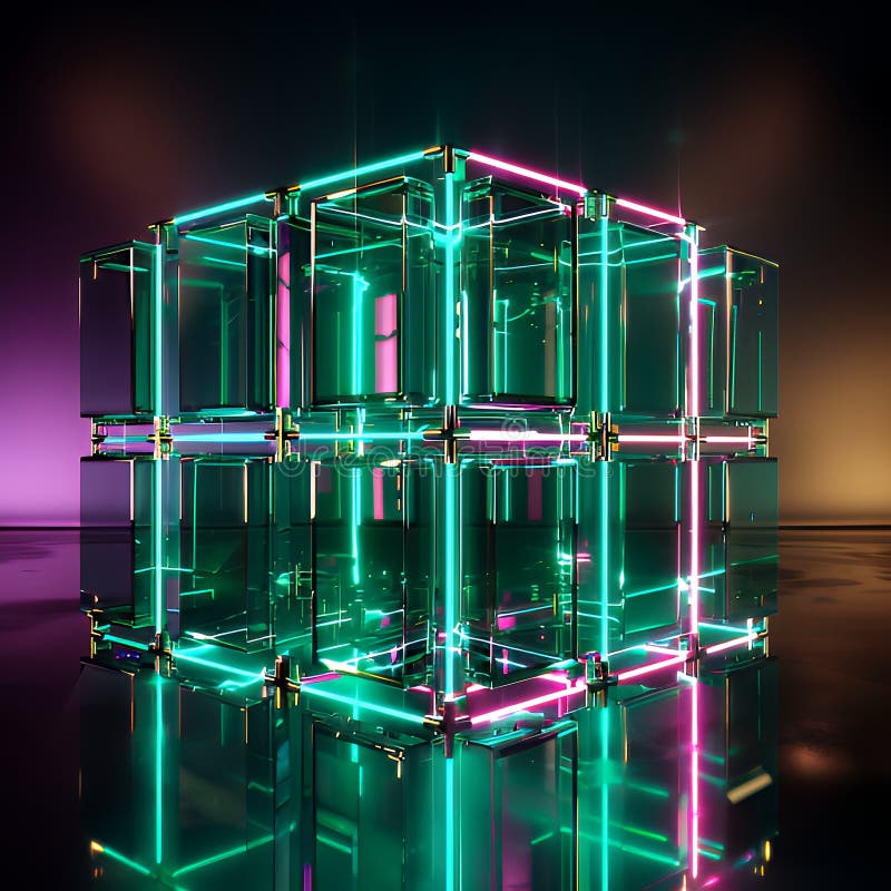 Futuristic Glass Cube Arrangement Stock Illustration - Illustration of digital, contemporary ...