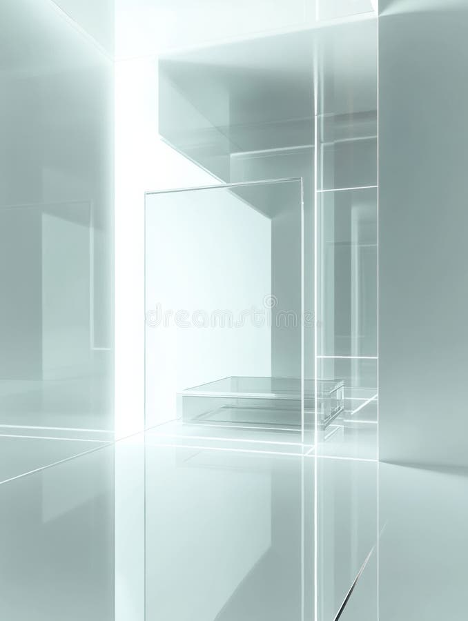 Futuristic Glass Panel Composition with Soft Glowing Edges Presenting ...