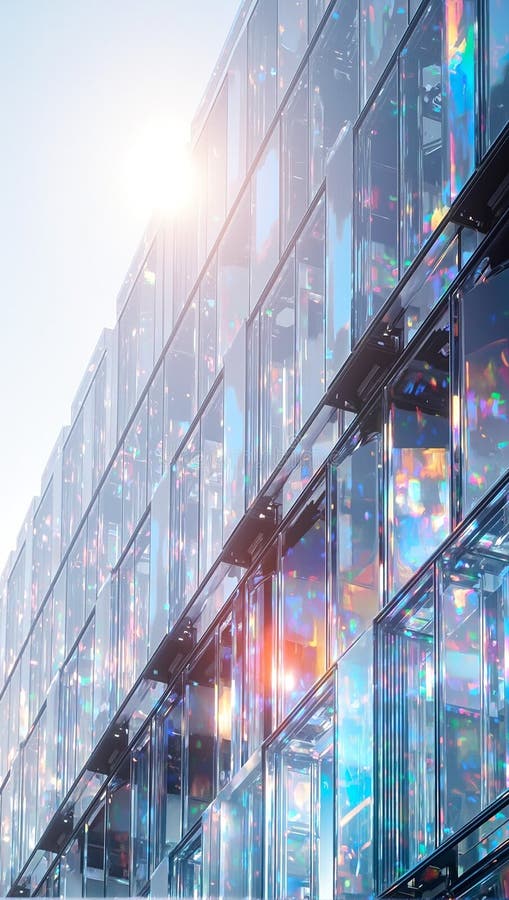Futuristic Glass Panels Reflecting Rainbow Hues Stock Illustration ...