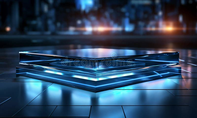 Futuristic Glass Platform City Night Display Stock Footage - Video of ...
