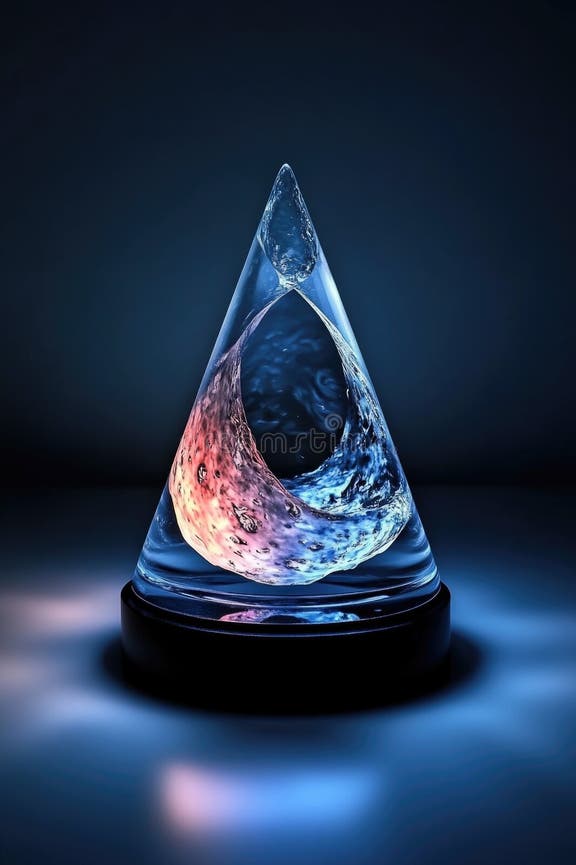 Futuristic Glass Sculpture with Abstract Geometric Cone and Dynamic ...