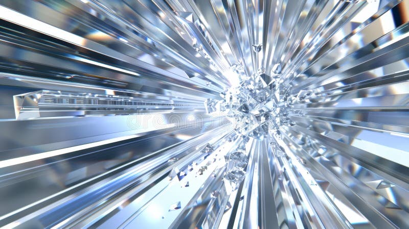 Futuristic Glass Shatter Explosion with Dynamic Light Rays Stock Photo ...