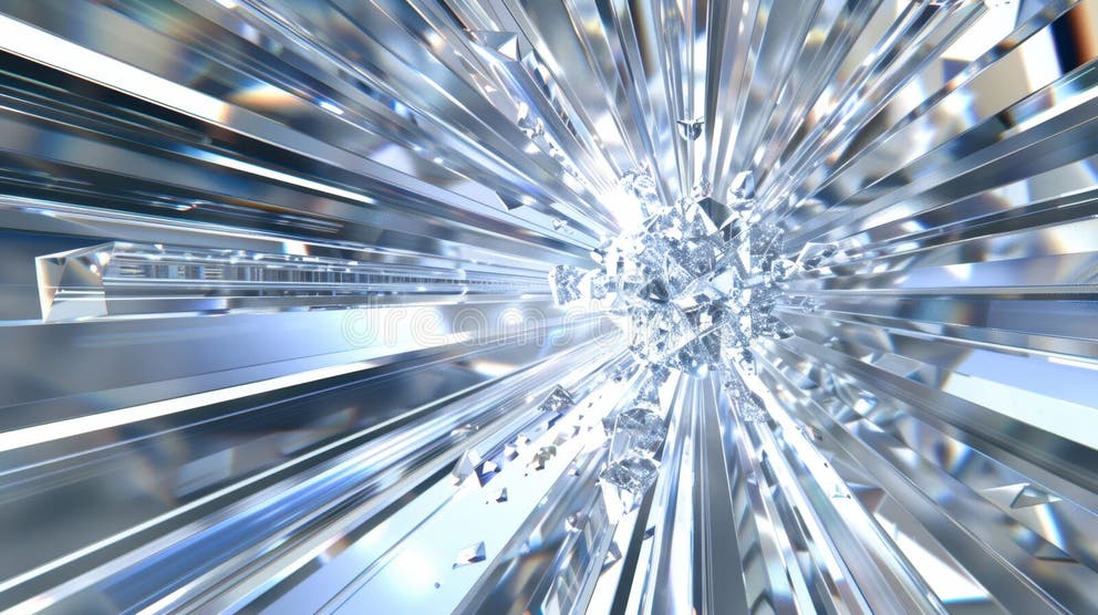 Futuristic Glass Shatter Explosion with Dynamic Light Rays Stock Photo ...