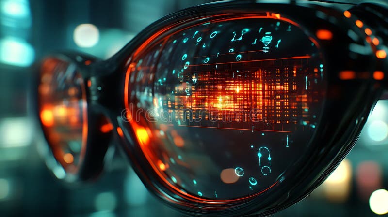 Futuristic Glasses with Digital Interface, White Isolate Background ...