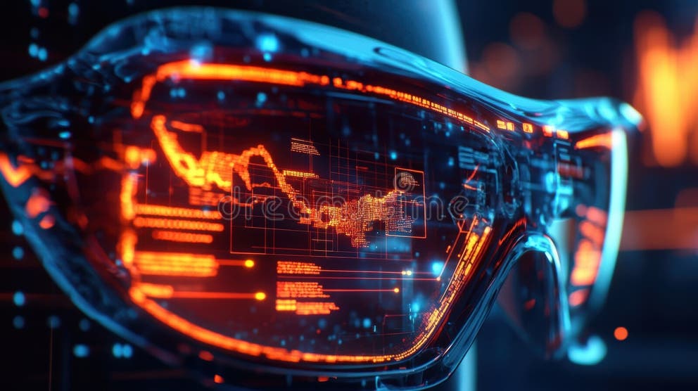 Futuristic Glasses Displaying Data Analysis and Statistics in Augmented ...