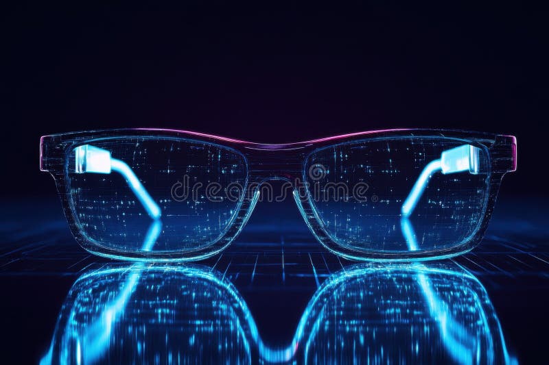 Futuristic Glasses with Glowing Design Displayed Against a Dark ...