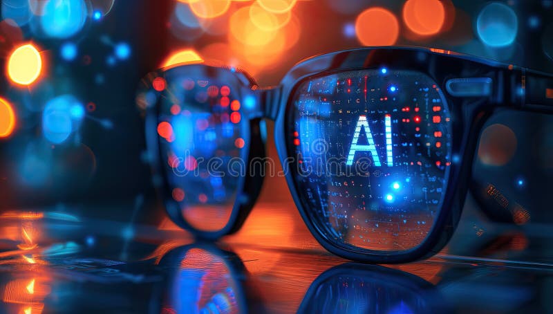 Futuristic Glasses Reflecting AI Concept Stock Illustration ...