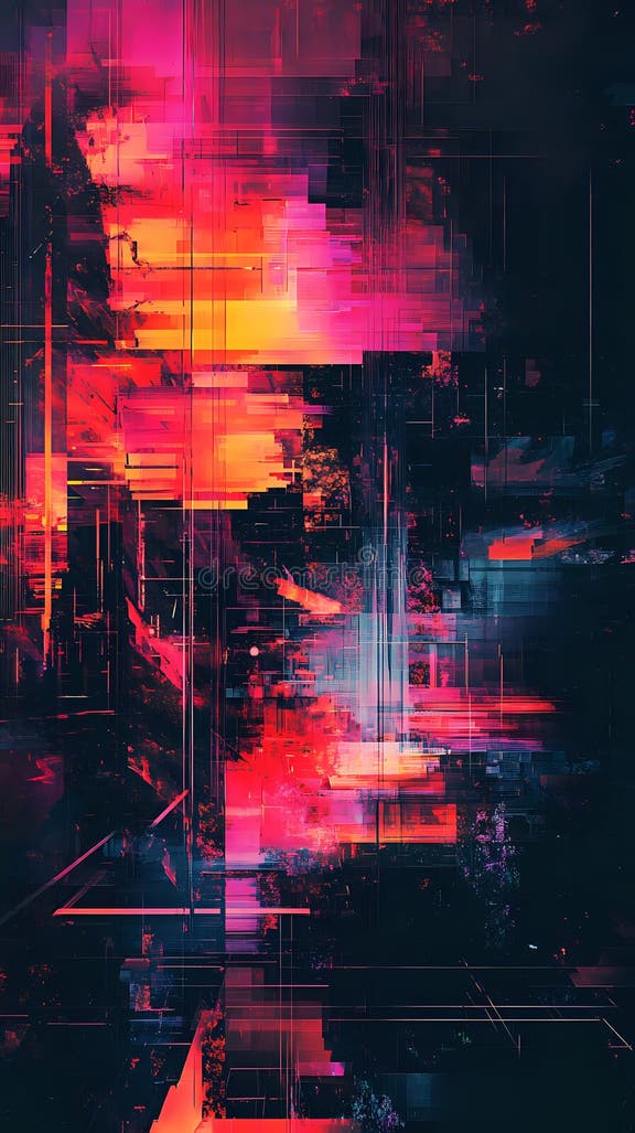 Futuristic Glitch Art Featuring Corrupted Pixels and Dynamic Patterns ...
