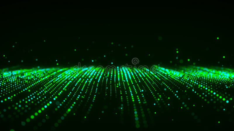 Futuristic Glitter Green Wave. Technology Glow Wave. Flow of Digital ...