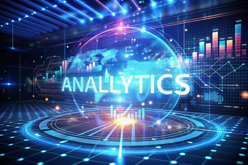 Futuristic Global Analytics Display Stock Illustration - Illustration ...
